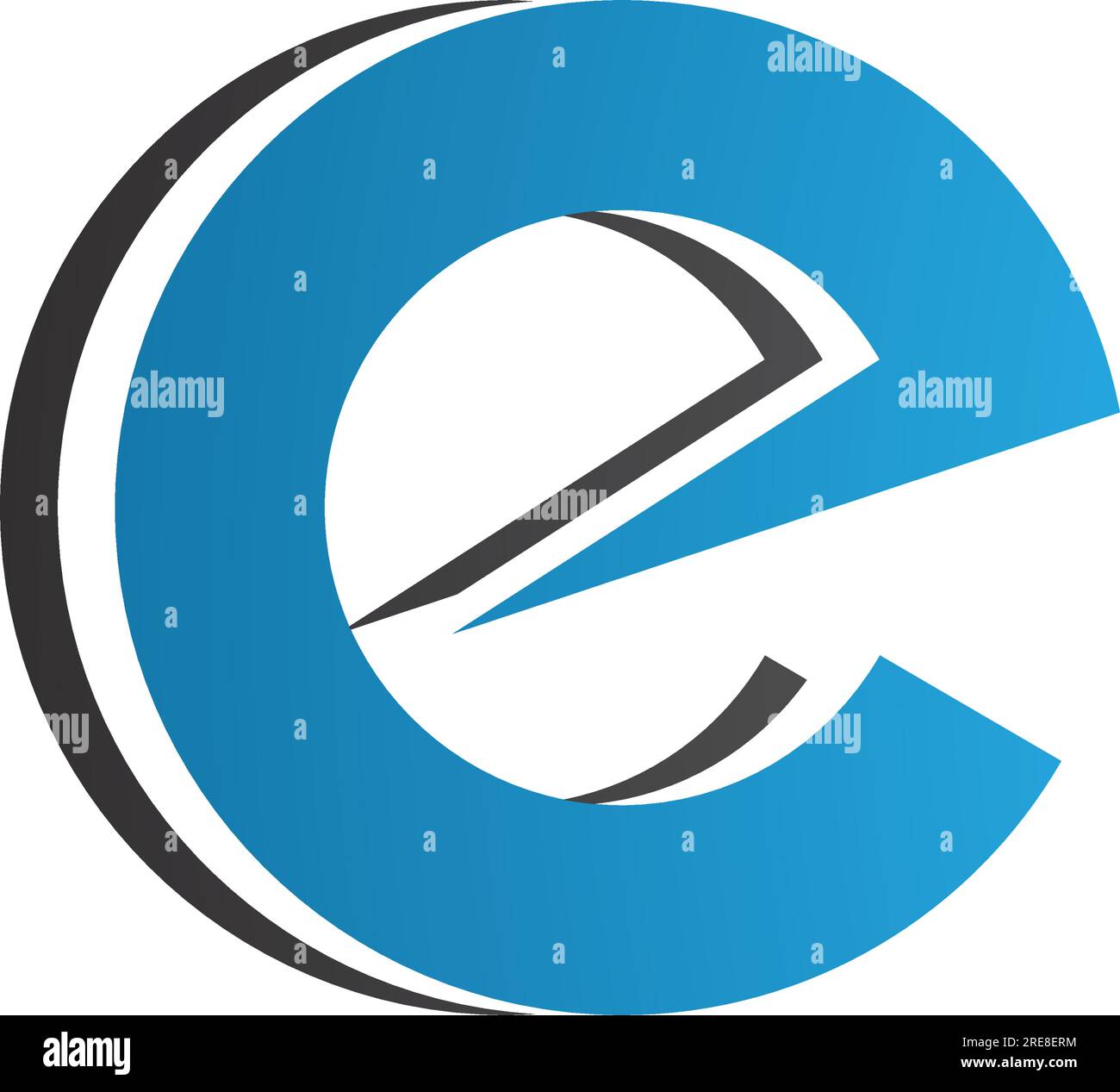 Blue and Black Round Layered Lowercase Letter E Icon on a White ...