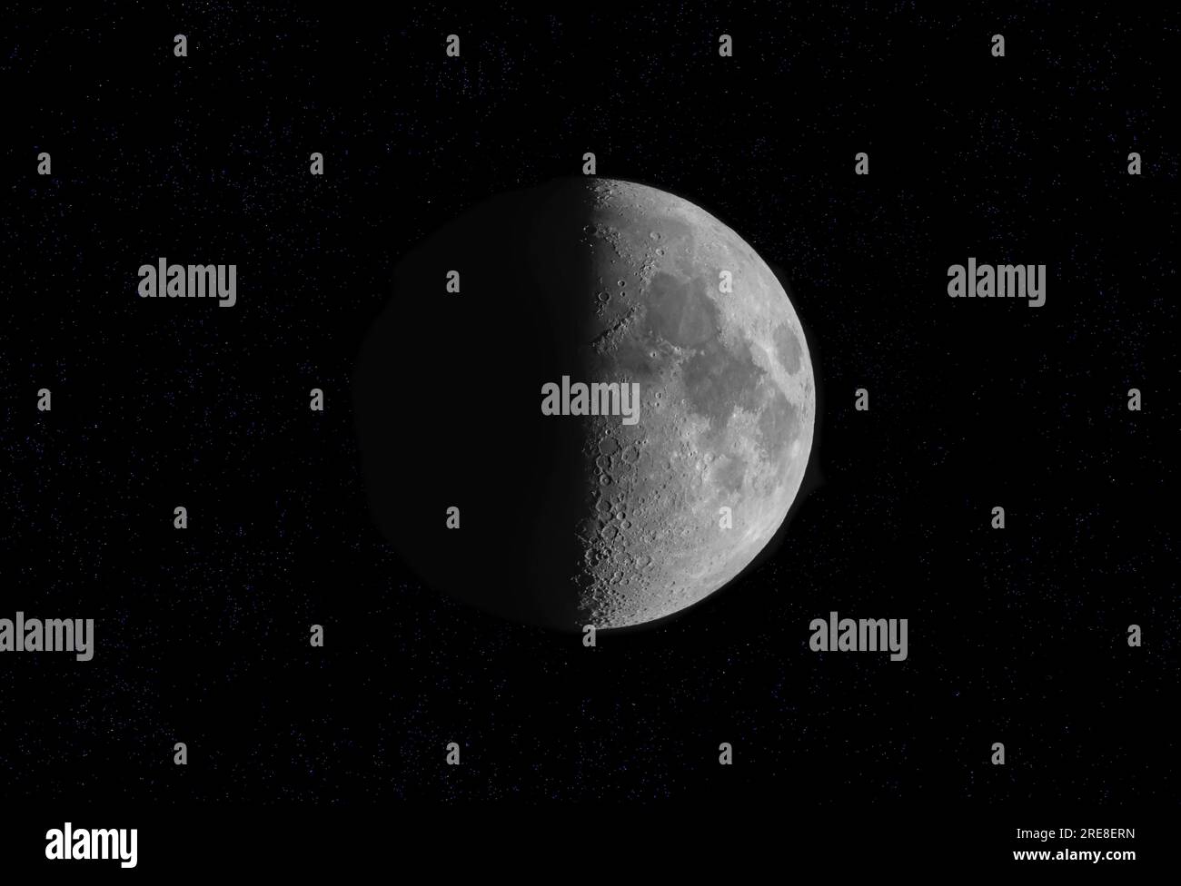 Half moon taken July 25, 2023 above Ottawa, Canada against a starry ...