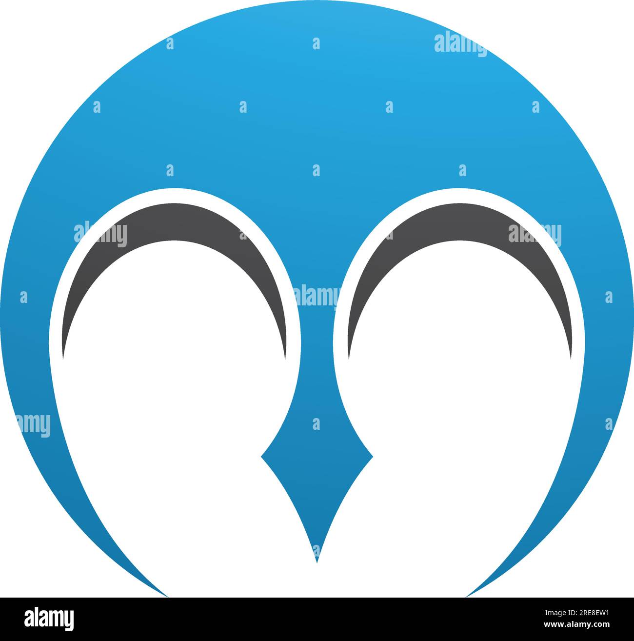 Blue and Black Round Letter M Icon with Pointy Tips on a White ...