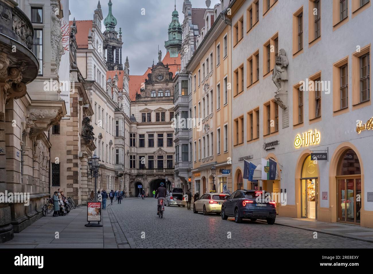 Schlossstrasse in Dresden's Old Town at dusk Stock Photo - Alamy