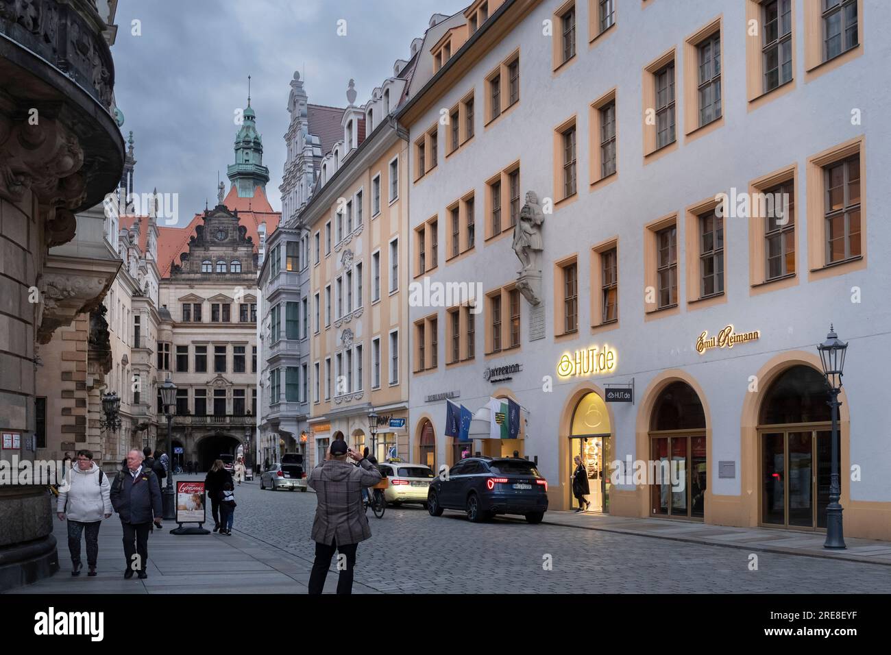Schlossstrasse in Dresden's Old Town at dusk Stock Photo - Alamy