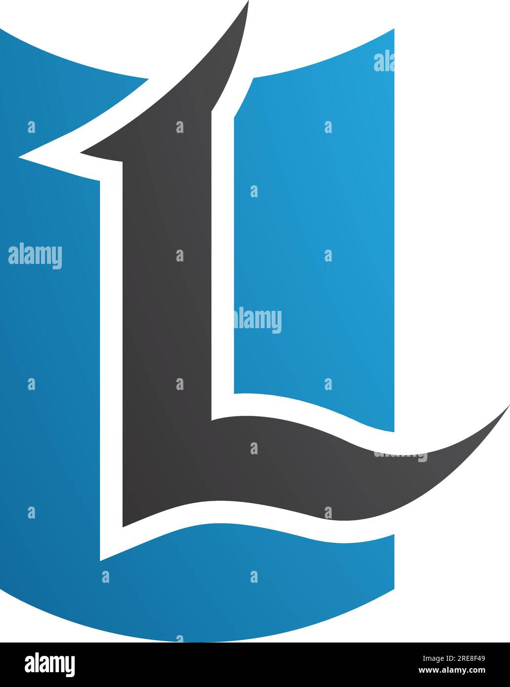 Blue and Black Shield Shaped Letter L Icon on a White Background Stock ...