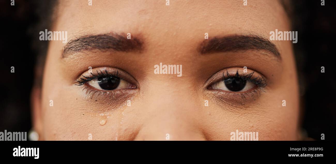 Woman, crying and portrait with tears in eyes from depression, mental ...