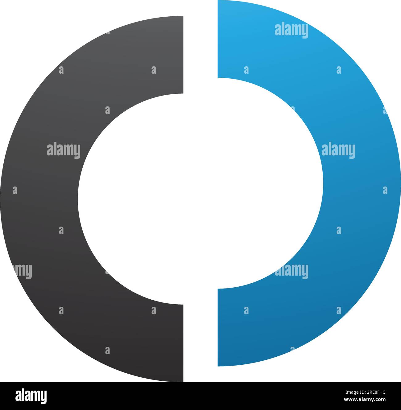 Blue and Black Split Shaped Letter O Icon on a White Background Stock ...