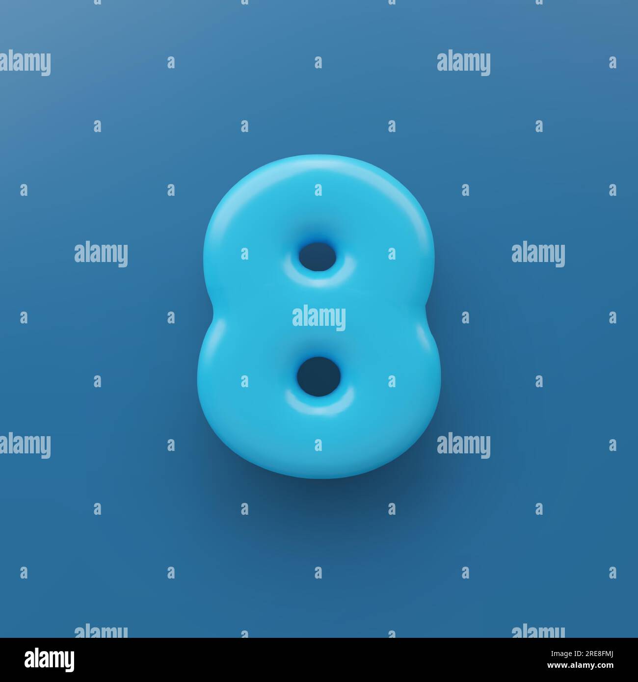 3D Blue number 8 with a glossy surface on a blue background Stock ...