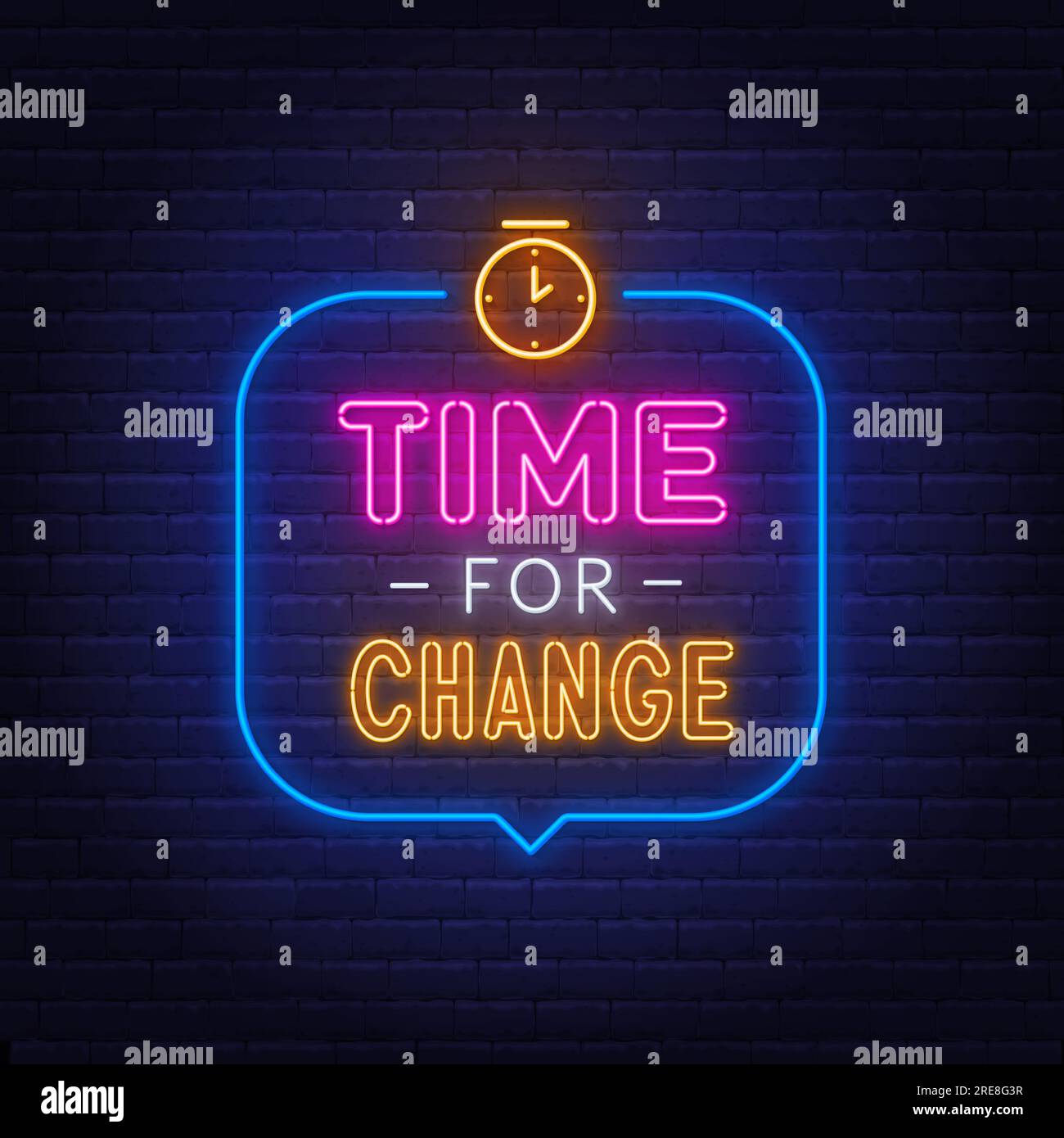 Time For Change neon sign in the speech bubble on brick wall background ...