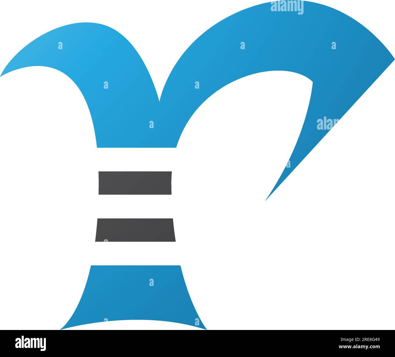 Blue and Black Striped Letter R Icon on a White Background Stock Vector ...