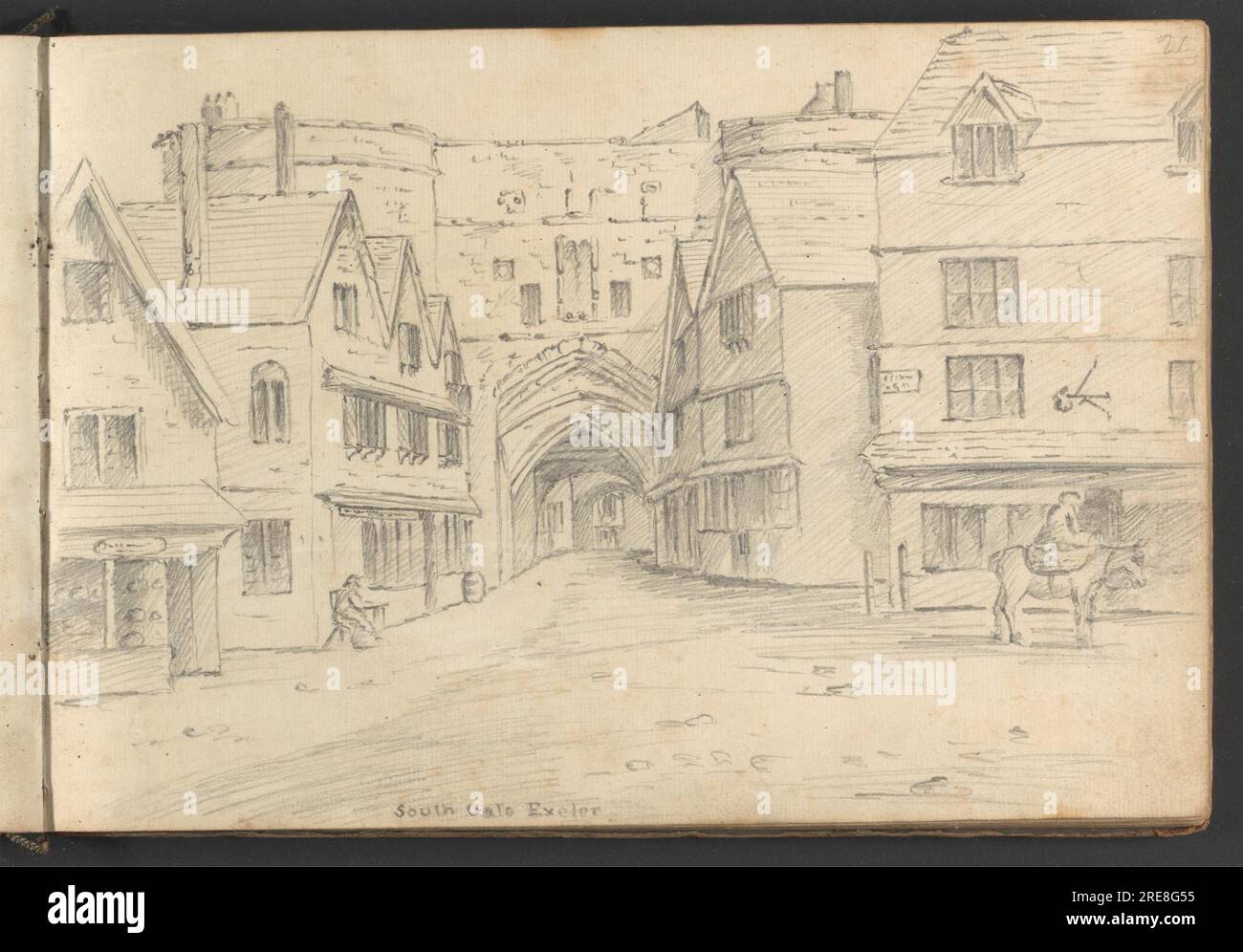 South Gate Exeter 1800 by William Brockedon Stock Photo - Alamy