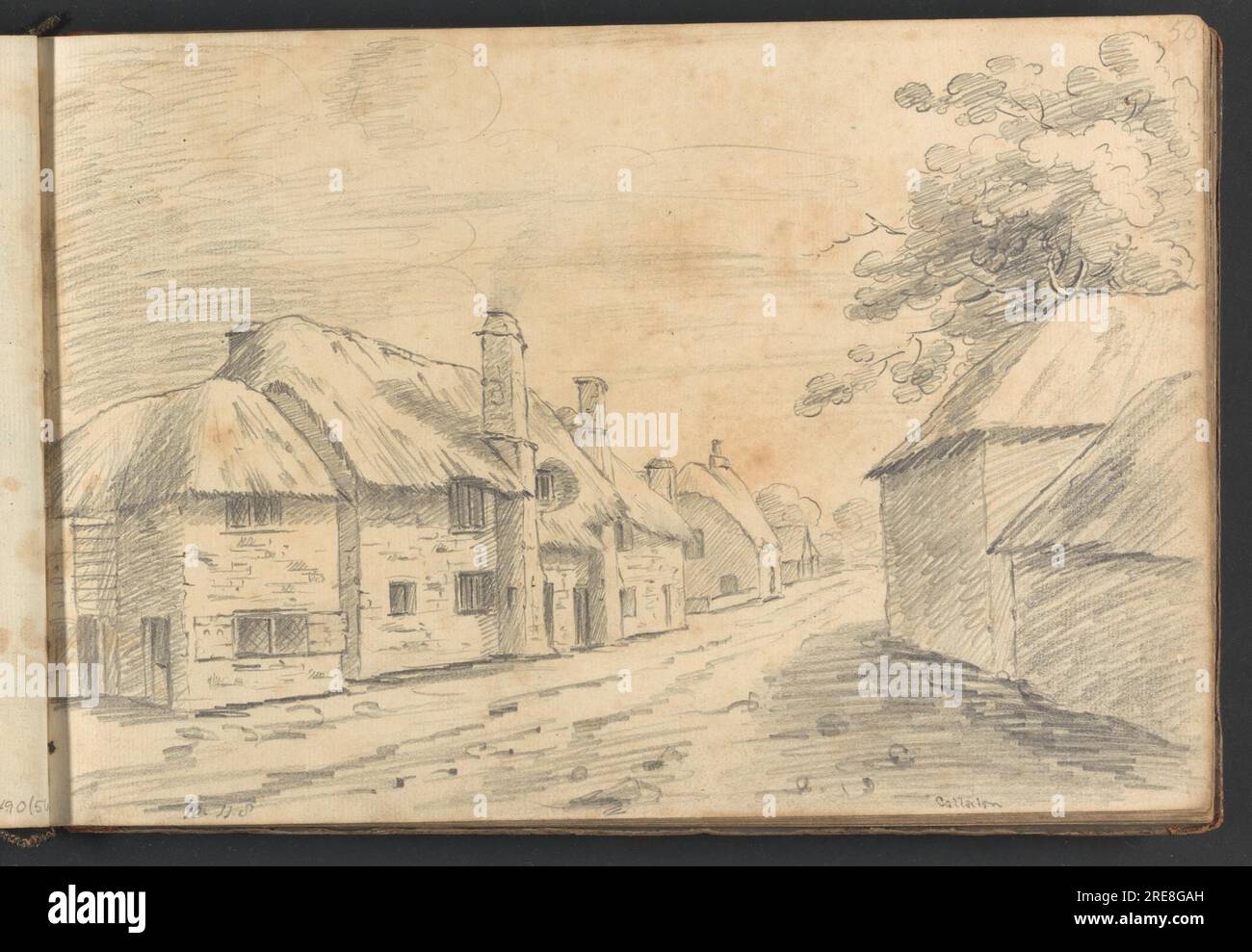 Cottages (Inscription illegible) by William Brockedon Stock Photo - Alamy