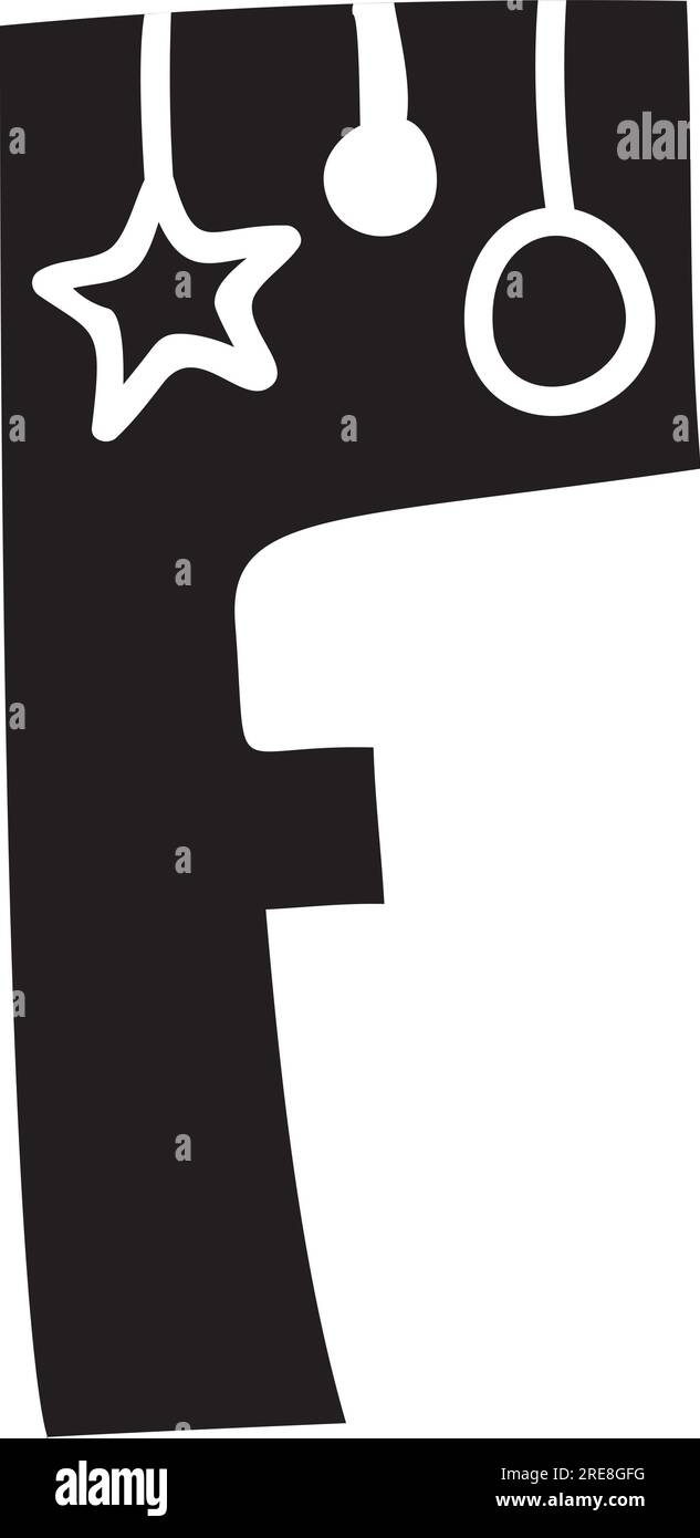 Display Christmas winter vector font letter F alphabet. Capital ...