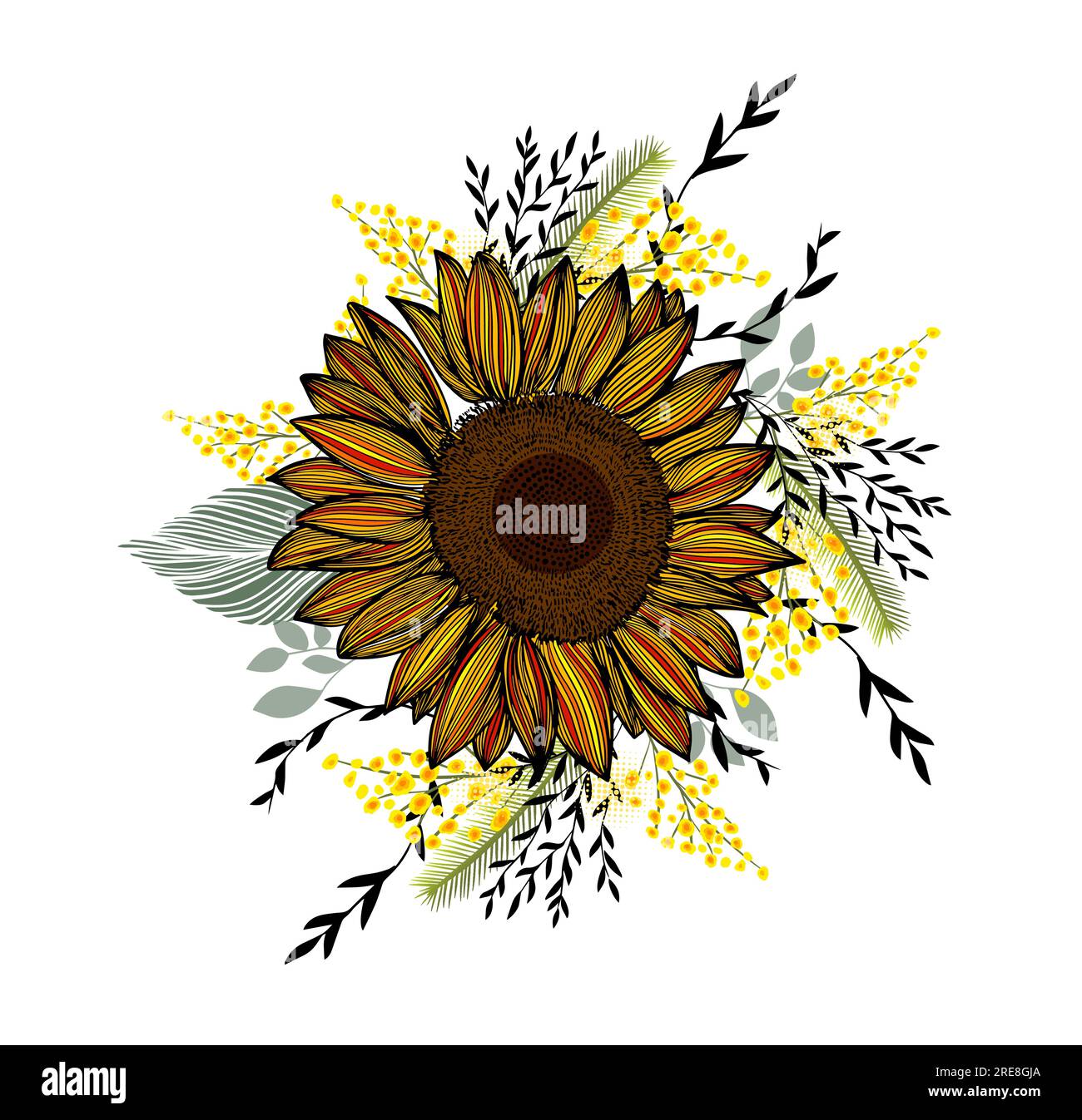 Floral abstraction with sunflower. Vector illustration Stock Vector ...