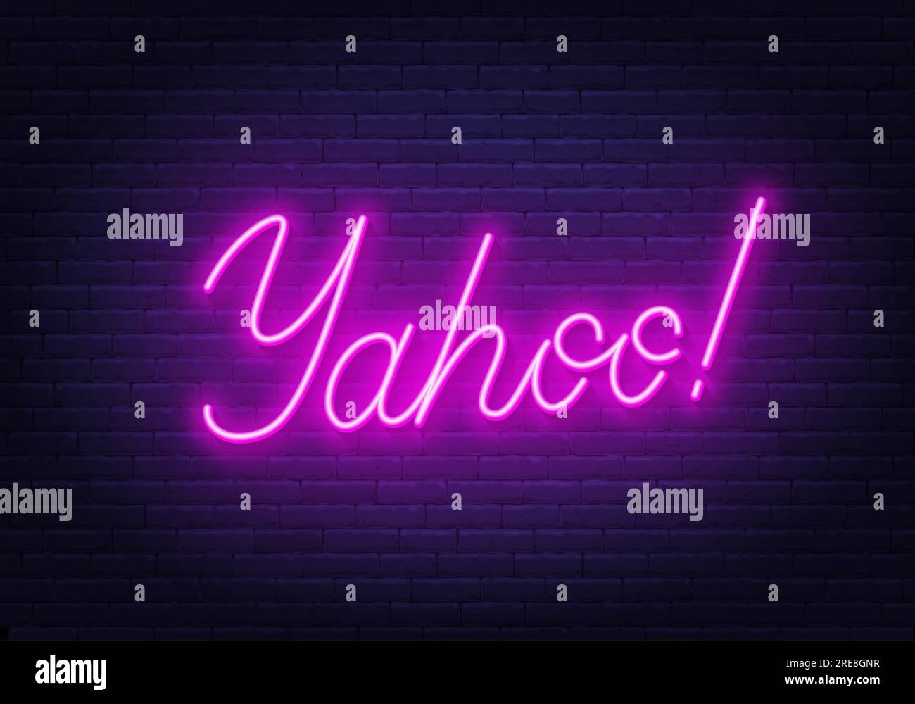 Yahoo neon lettering on brick wall background. Vector illustration ...