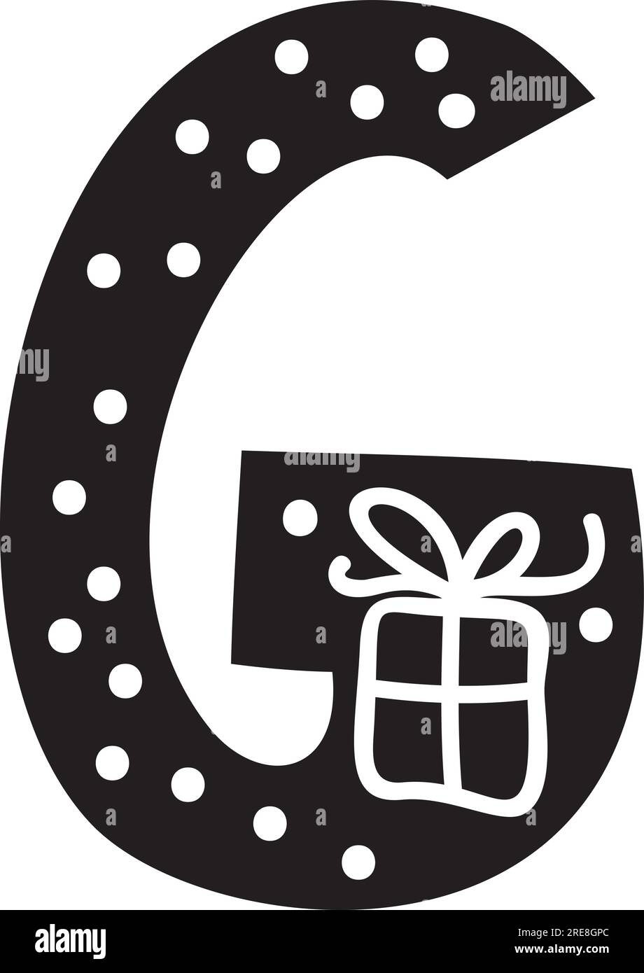 Display Christmas winter vector font letter G alphabet. Capital ...