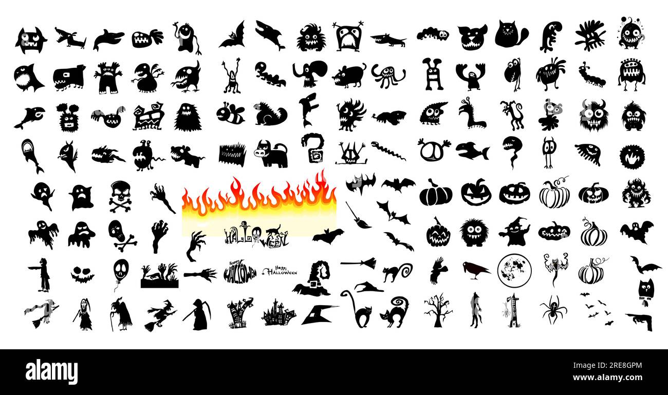 Big set of Halloween elements. Vector illustration Stock Vector Image ...