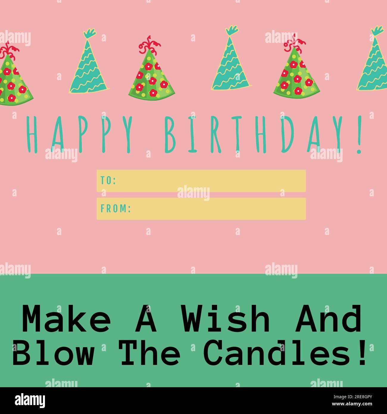 Composite of happy birthday text over party hats and birthday party ...