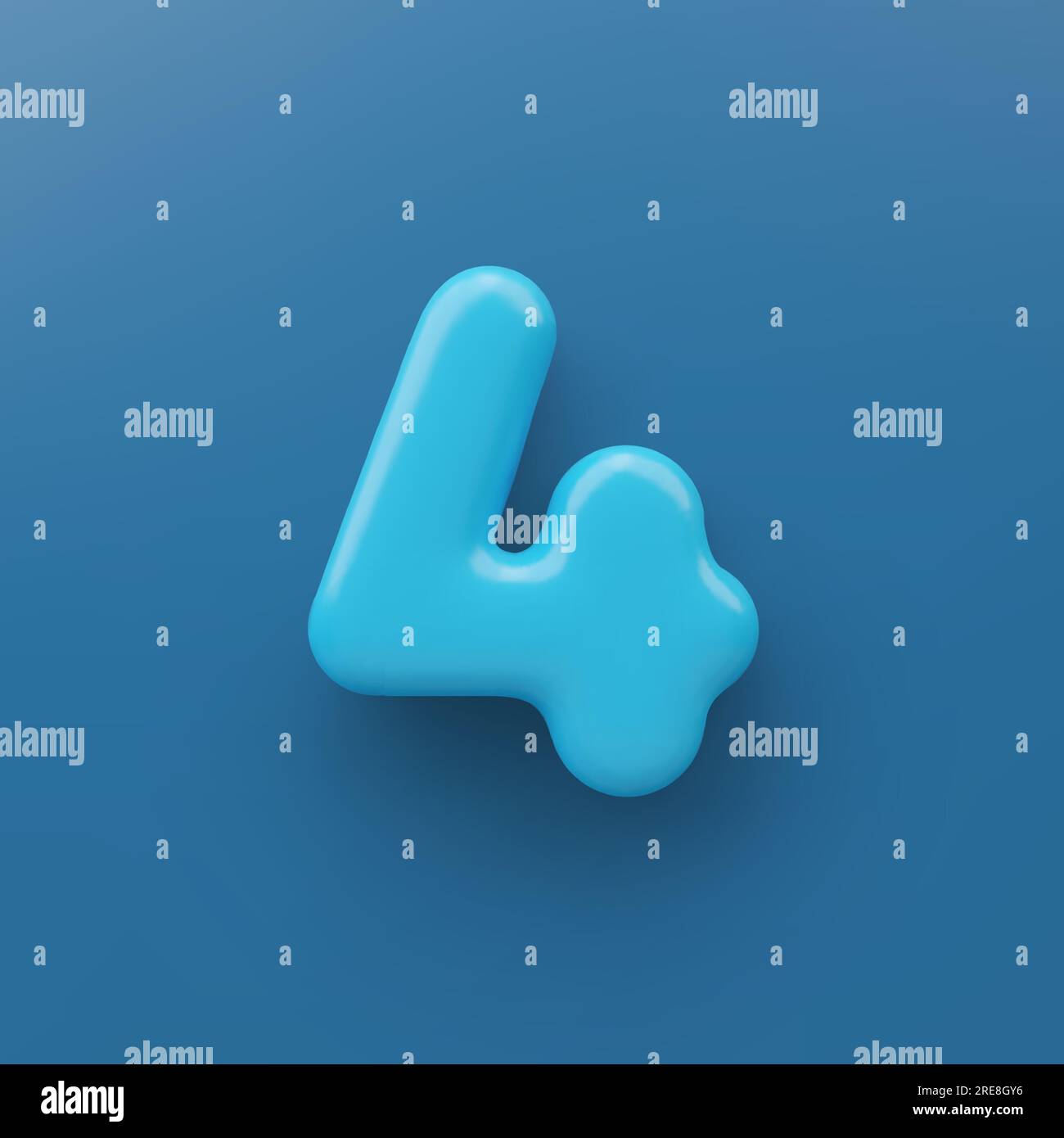 3D Blue number 4 with a glossy surface on a blue background Stock ...