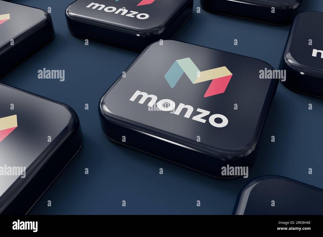 LONDON, UK - July 2023: Monzo bank company logo. 3D Rendering Stock Photo - Alamy
