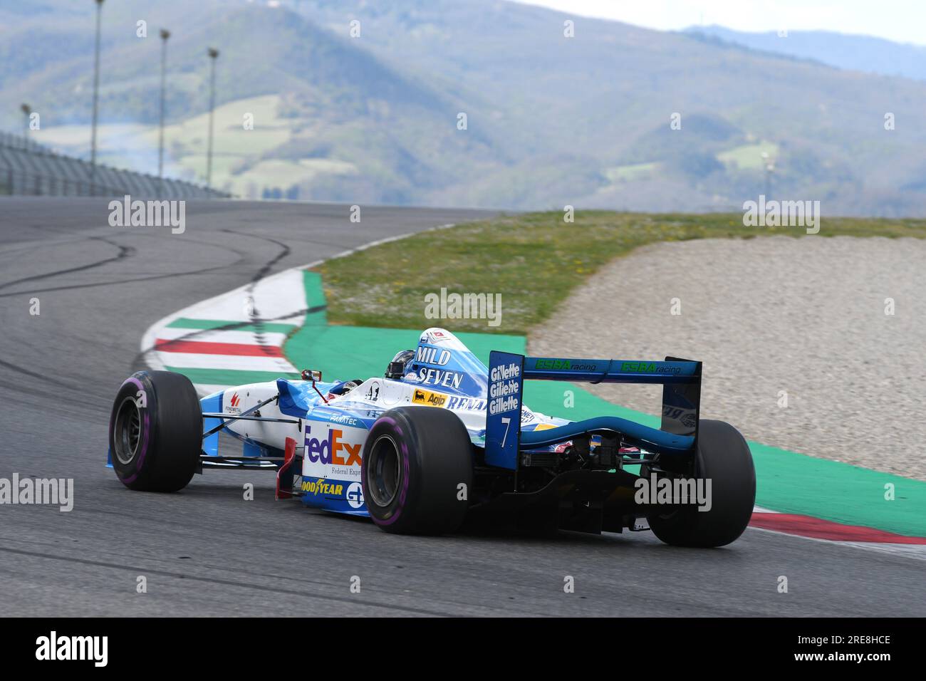 Scarperia, 9 April 2021: Benetton B197 F1 ex Jean Alesi and Gerhard Berger driven by Ulf ...