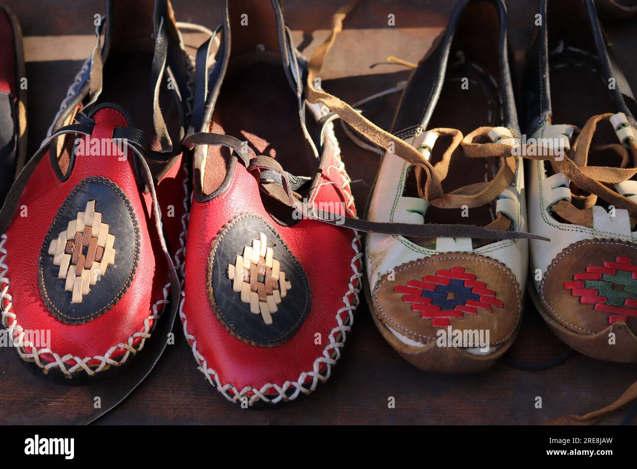 Handmade traditional leather shoe. Old-fashioned turkish shoes Stock ...