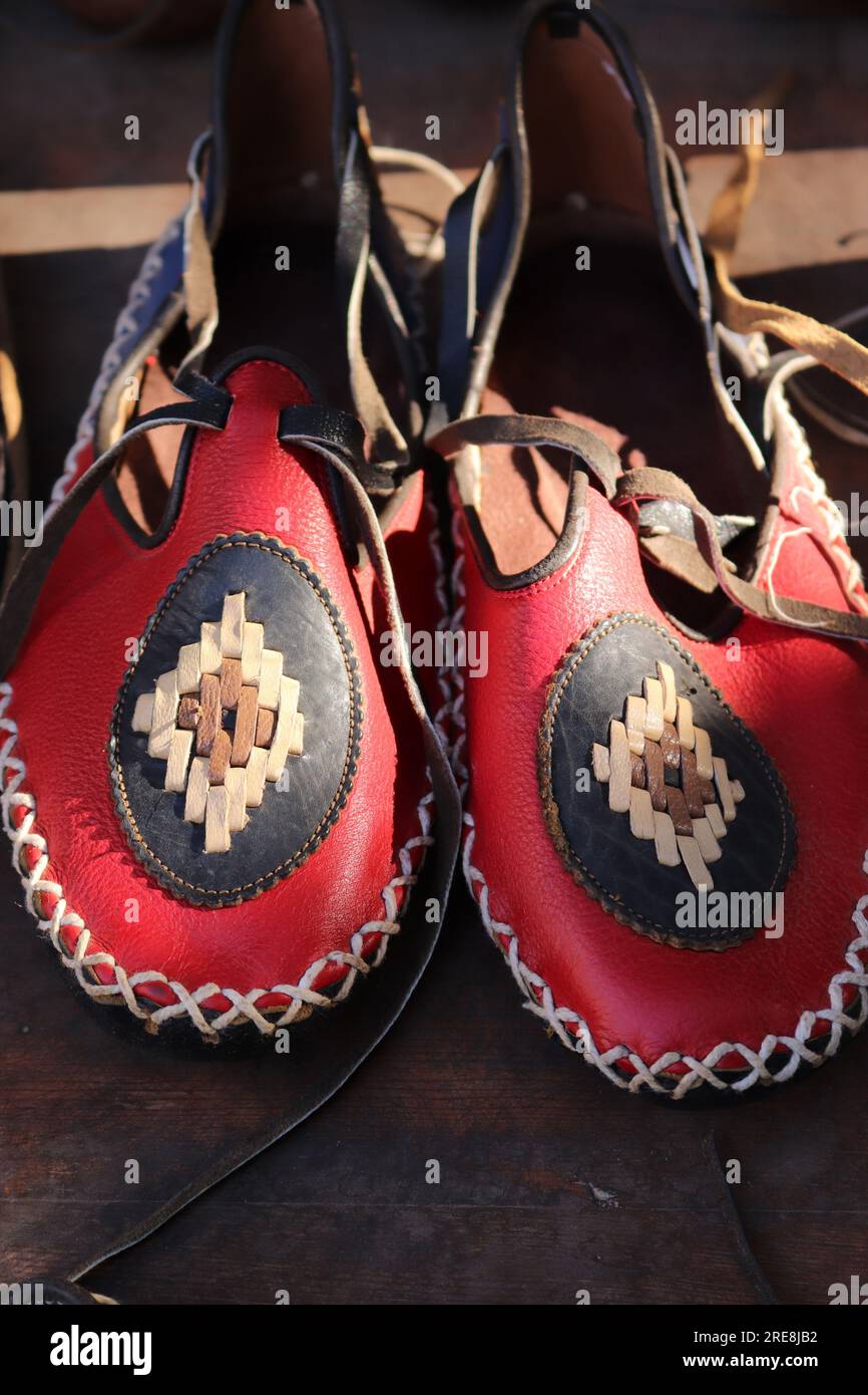 Handmade traditional leather shoe. Old-fashioned turkish shoes Stock ...