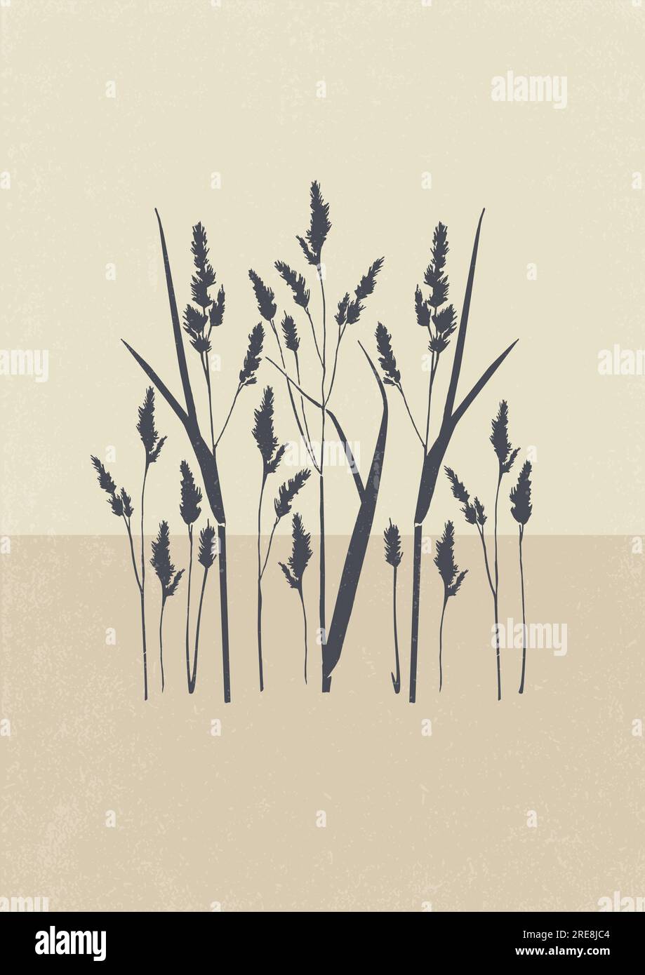 Art poster in pastel color with grass, on the beach illustration Stock ...