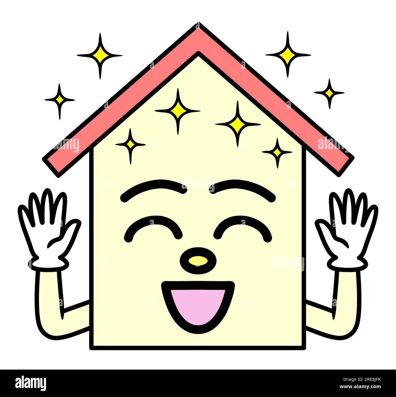 A house character with a smile and sparkles Stock Photo - Alamy