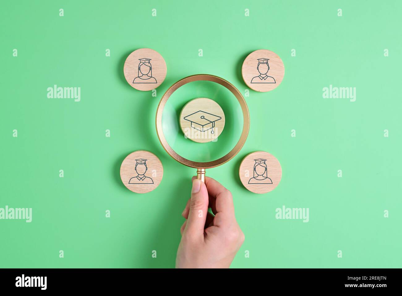 Magnifying glass with education concept, People graduation wearing ...