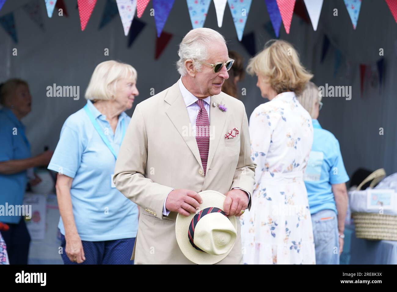 King Charles III during a visit to the Sandringham Flower Show at ...