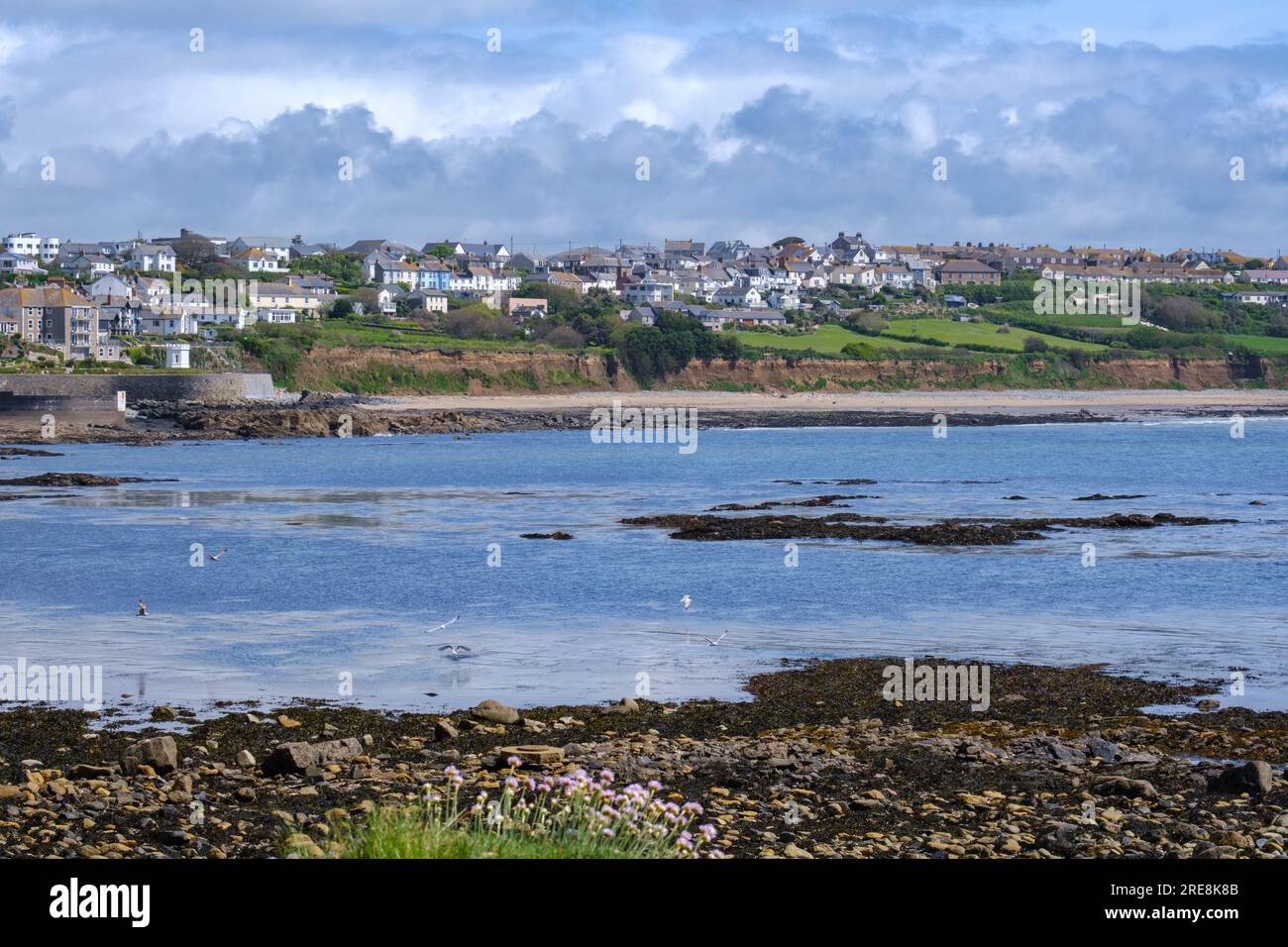 Mount’s Bay and town of Marazion, seen from St Michael’s Mount West ...