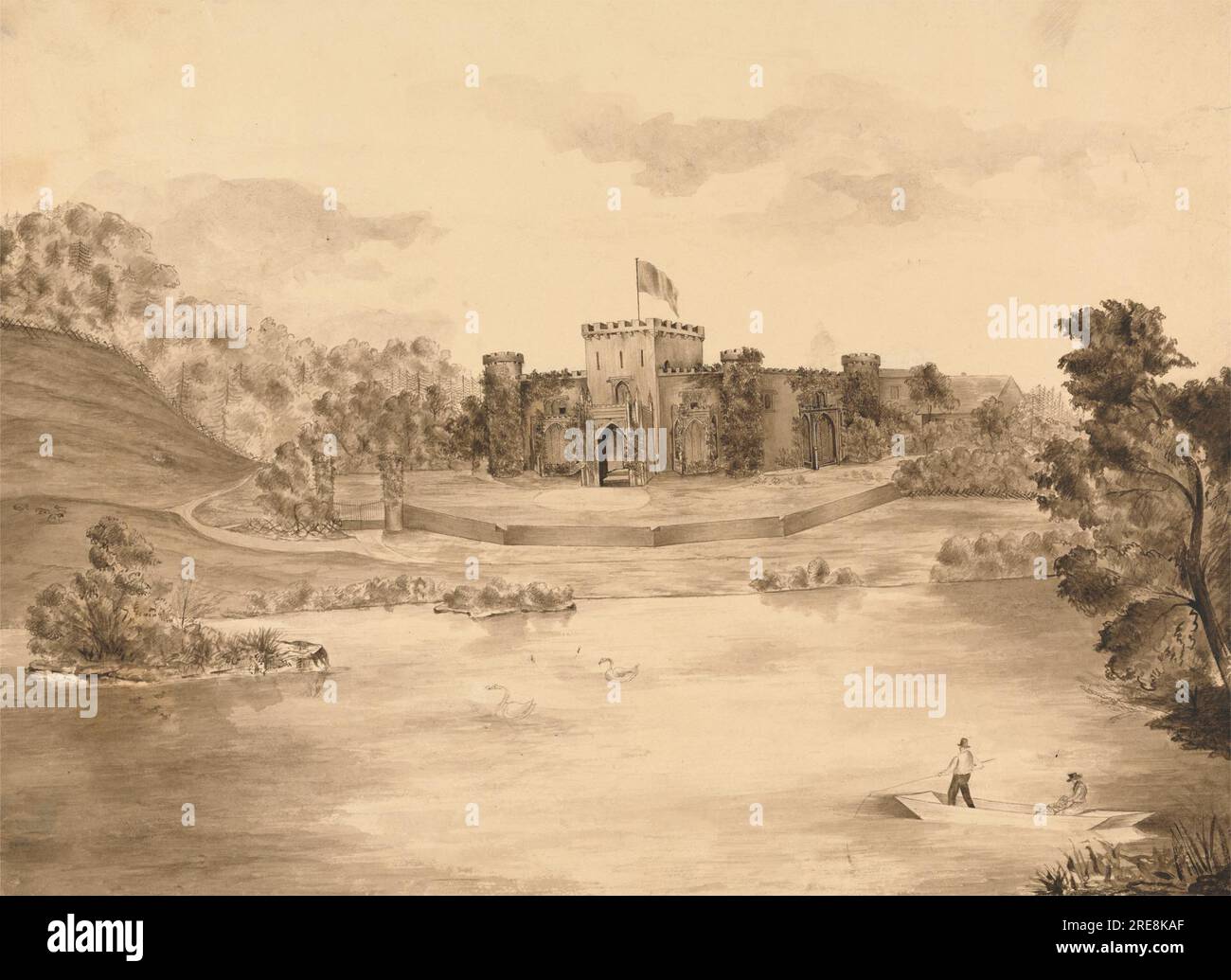 River Landscape with Castle by Edward Francis Burney Stock Photo - Alamy