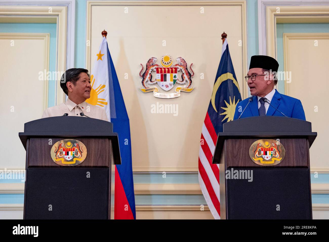 In this handout photo provided by Prime Minister's Office of Malaysia ...