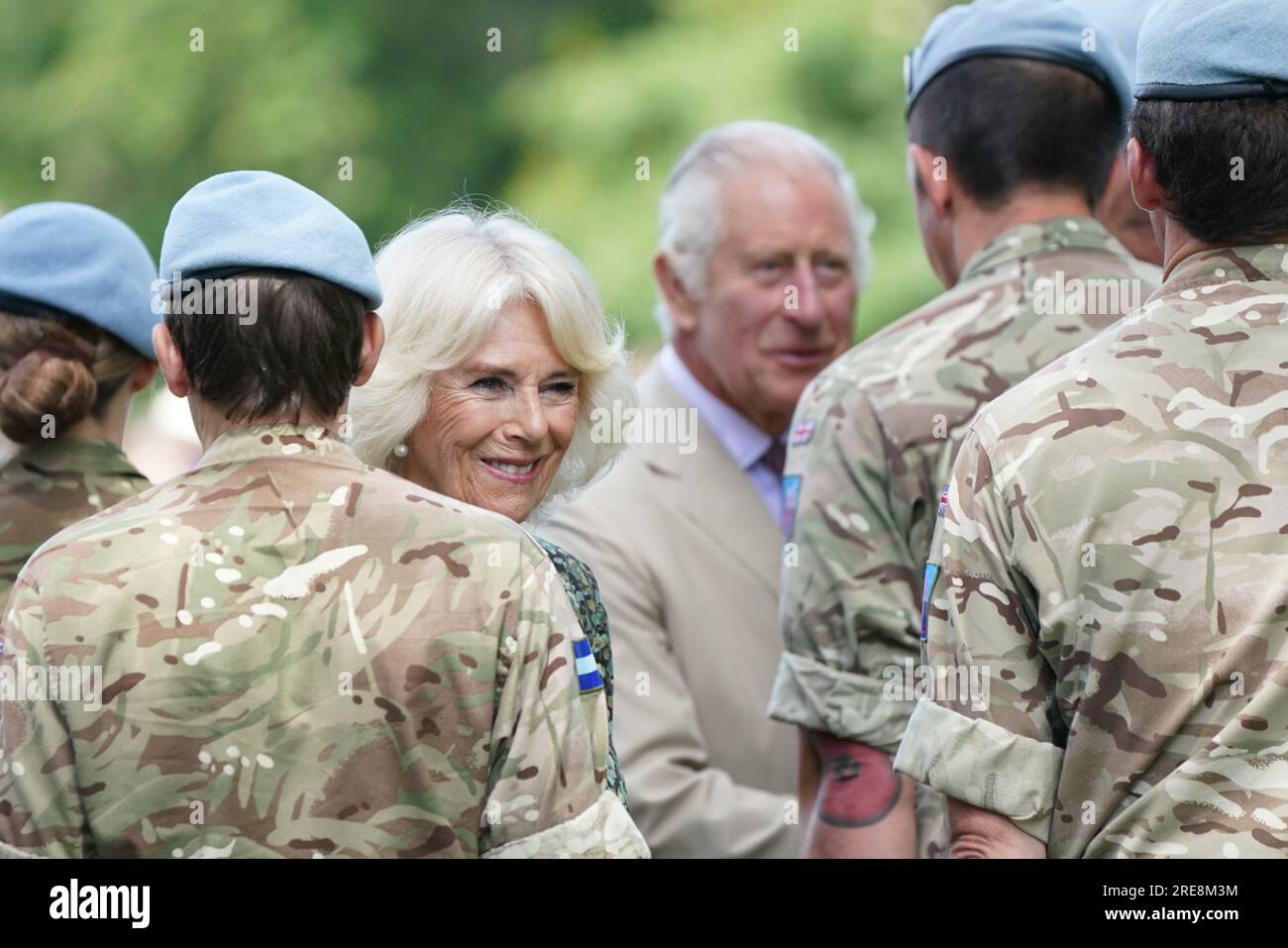 King Charles III and Queen Camilla during a visit to the Sandringham ...