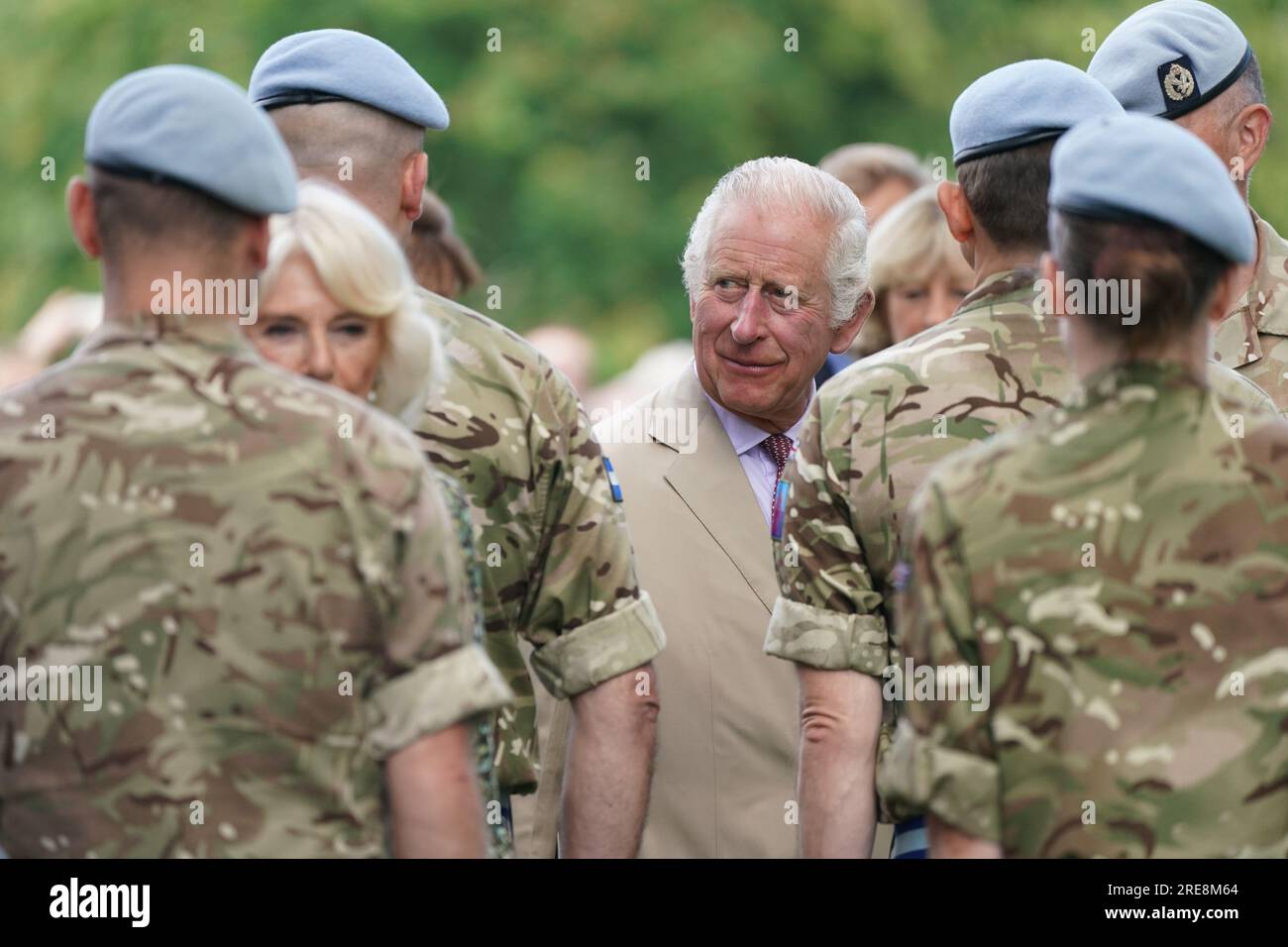 King Charles III and Queen Camilla during a visit to the Sandringham ...