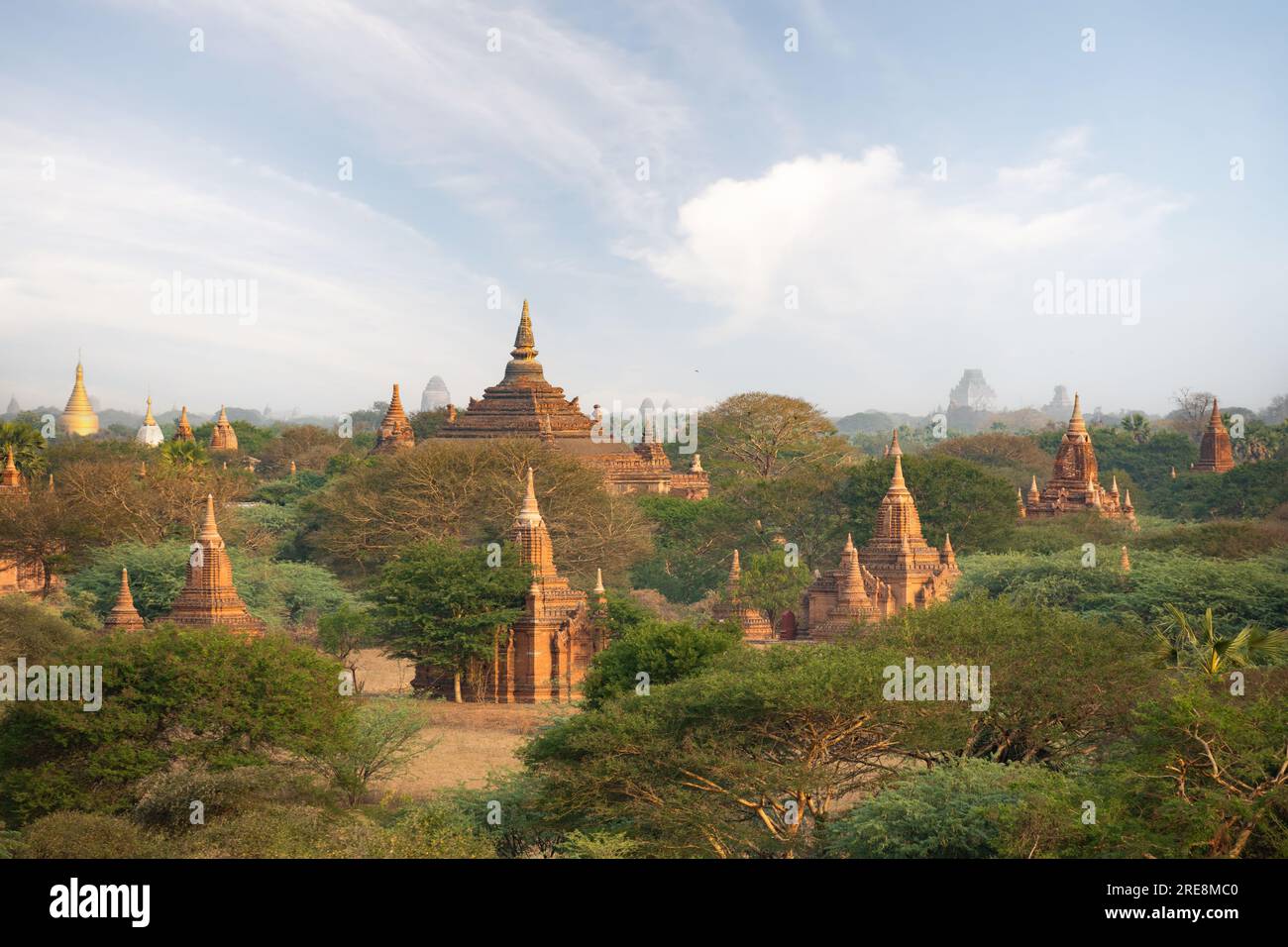 Stunning view of the beautiful Bagan ancient city (formerly Pagan). The ...