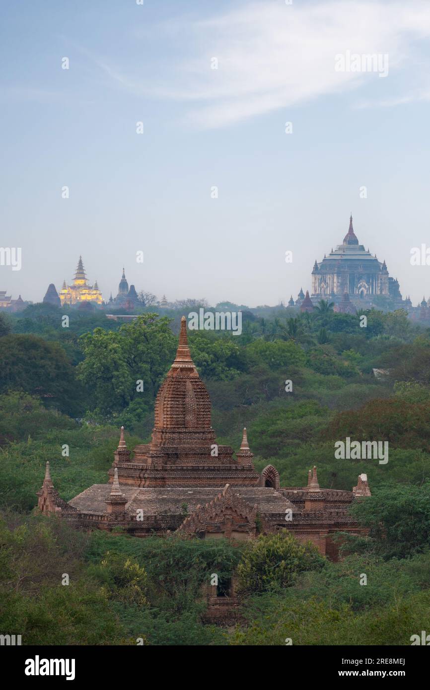 Stunning view of the beautiful Bagan ancient city (formerly Pagan). The ...