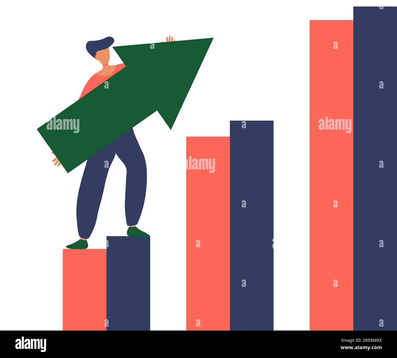 Man with an arrow shows a growing graph Stock Vector Image & Art - Alamy