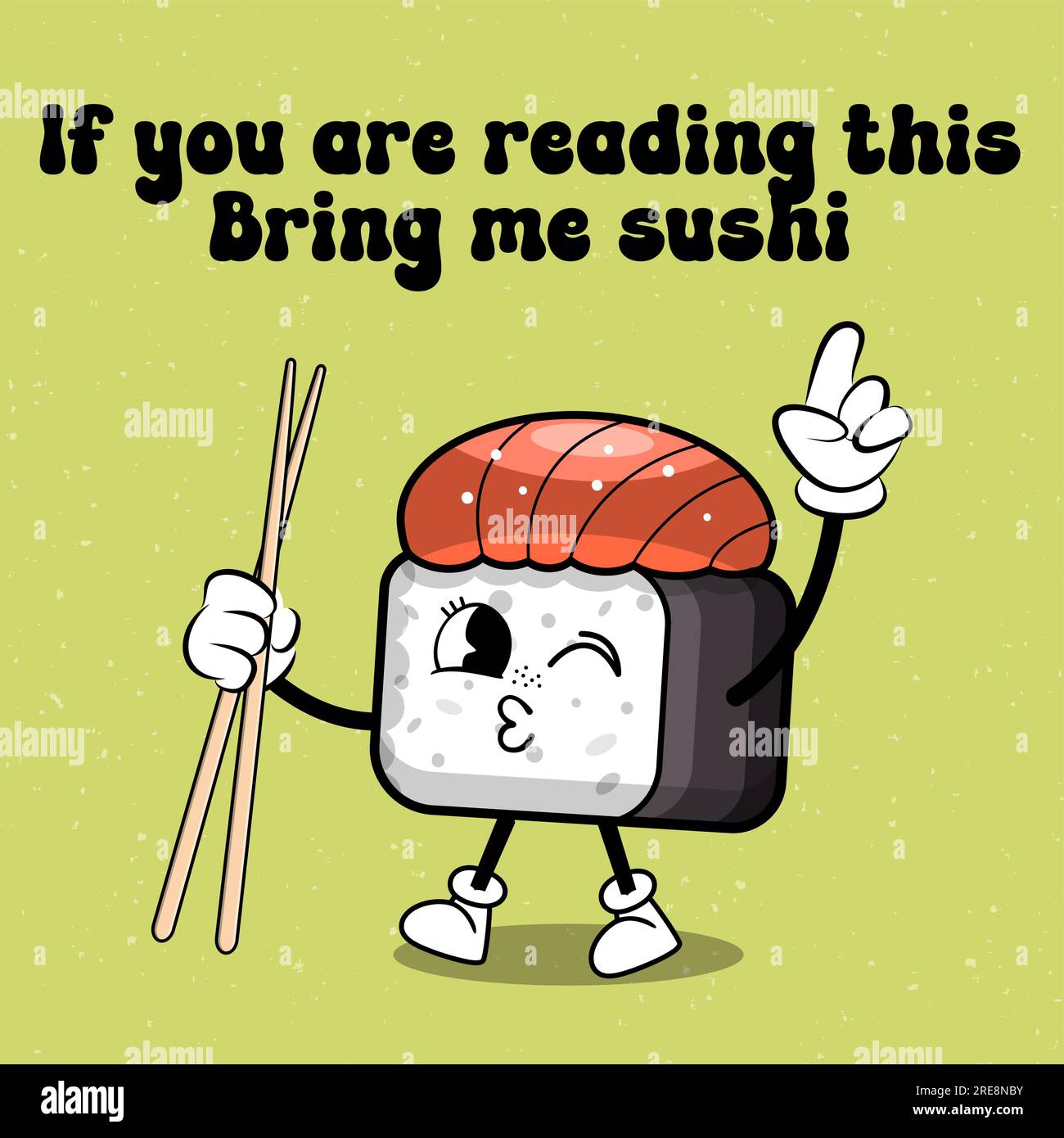 Cute cartoon sushi character with quote. Vector illustration Stock ...