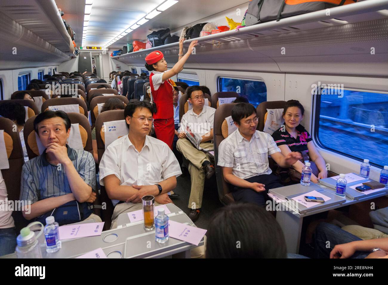 Chinese railway passenger High Speed train carriage interior with ...