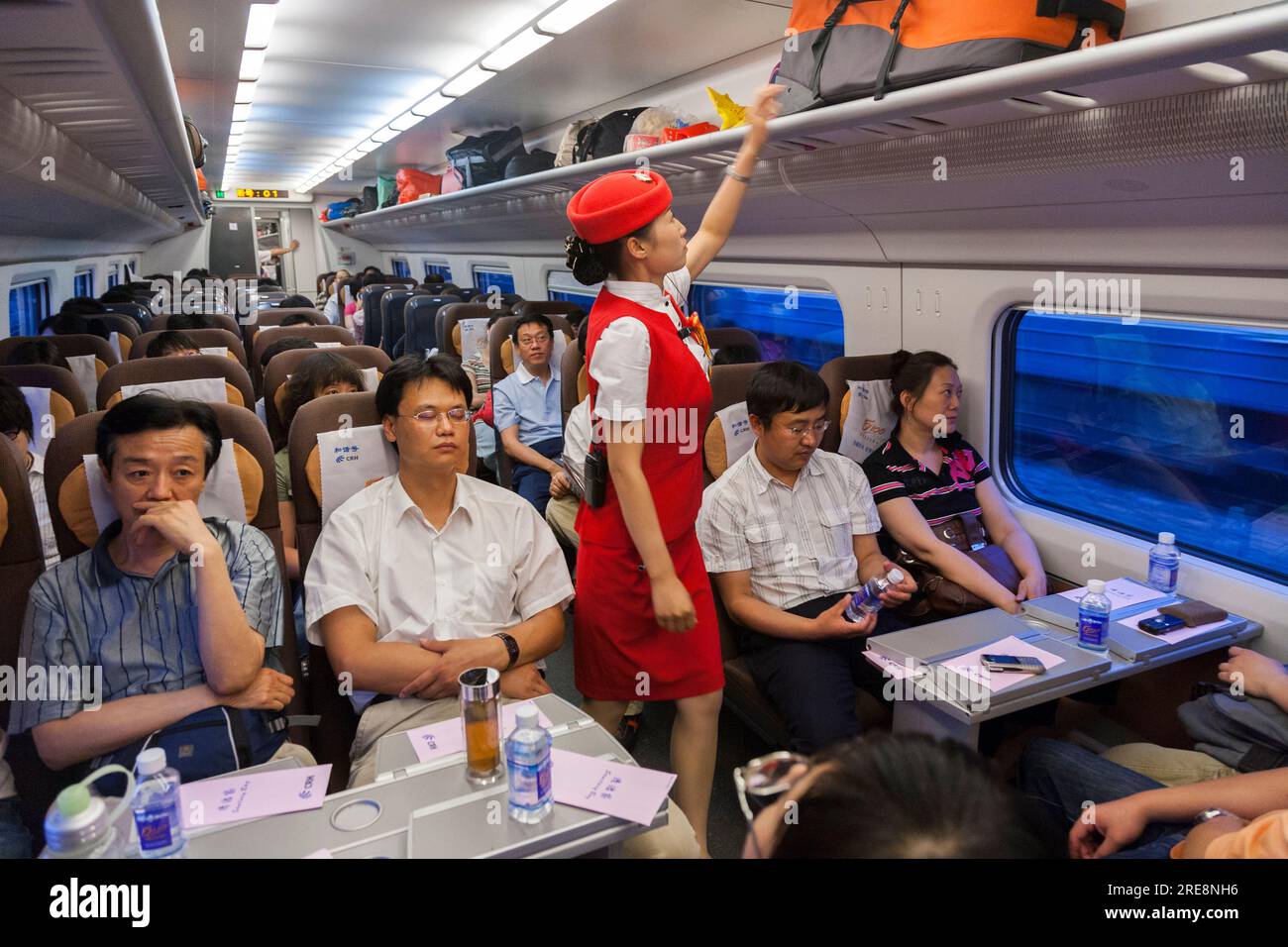 Chinese railway passenger High Speed train carriage interior with ...