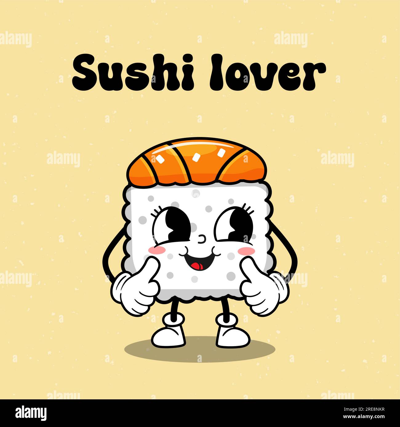 Cute cartoon sushi character with quote Sushi lover. Vector illustration Stock Vector Image ...