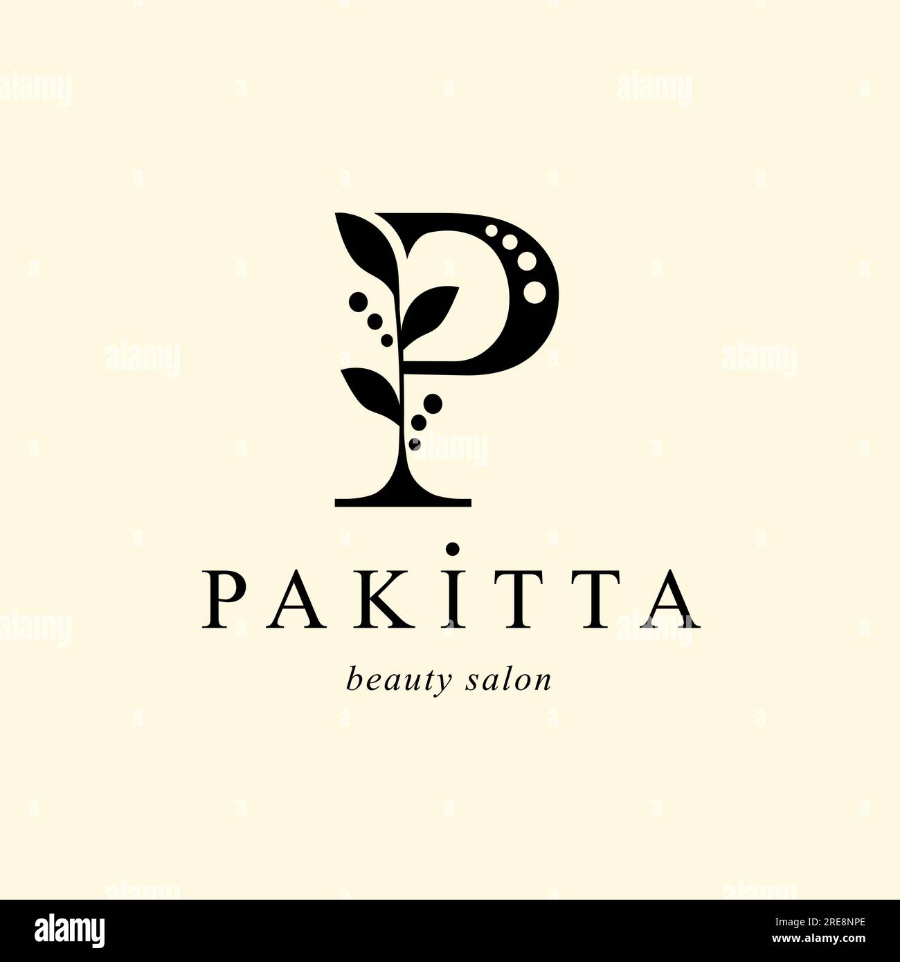 Logo, capital letter p. Monogram of Botanical Minimalistic, Initial ...