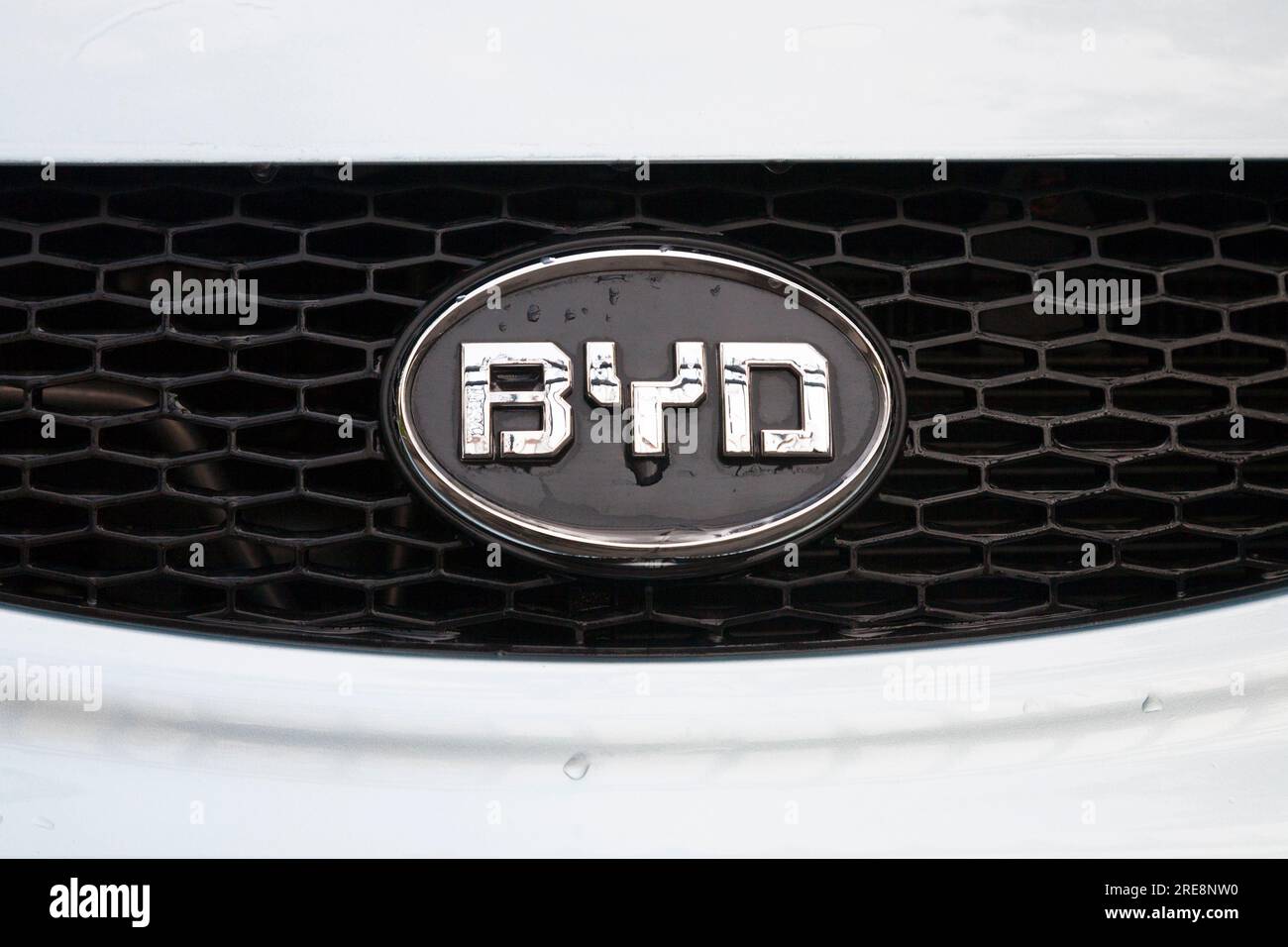 BYD company badge / car maker radiator grille logo on car front grill ...