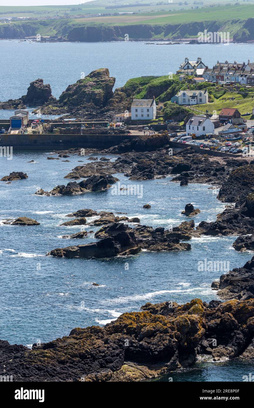 The coastal village of St Abbs Berwickshire, along the East coast of ...