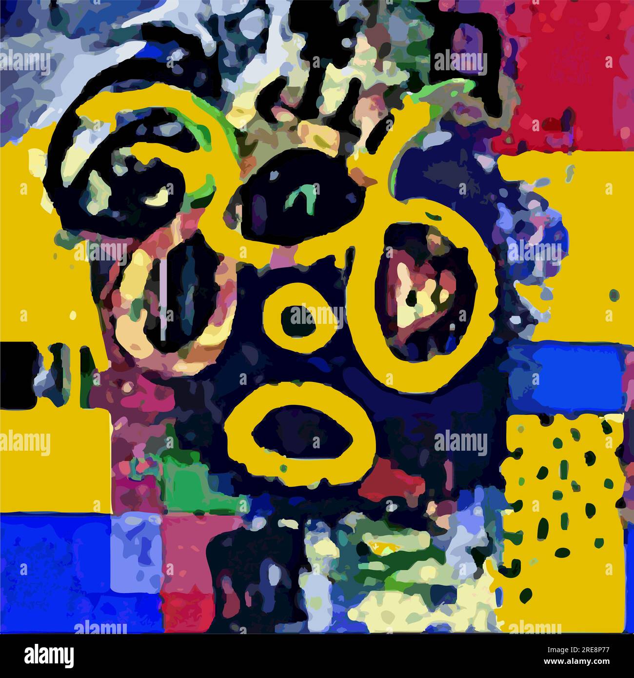 Vector Illustration Abstract Network Design Intricate Collage Splash Multiple Colors Modern ...