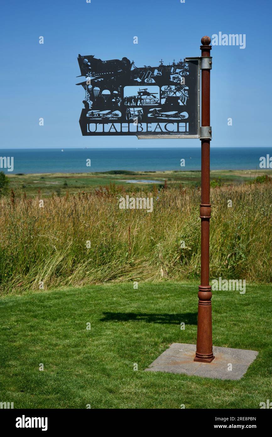 Metal Utah Beach Marker at The British Normandy Memorial Stock Photo ...