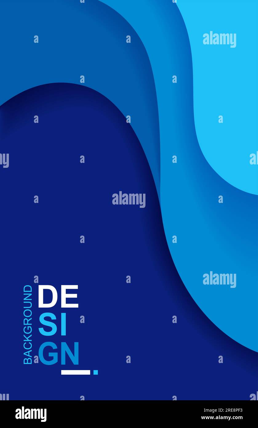 Abstract background with wavy blue paper. Dark blue Vector background ...