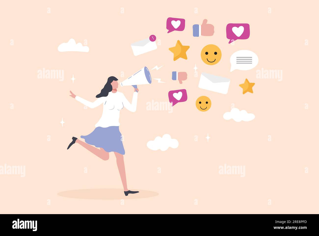 PR, marketing campaign, strategy concept vector. Marketer announce via ...