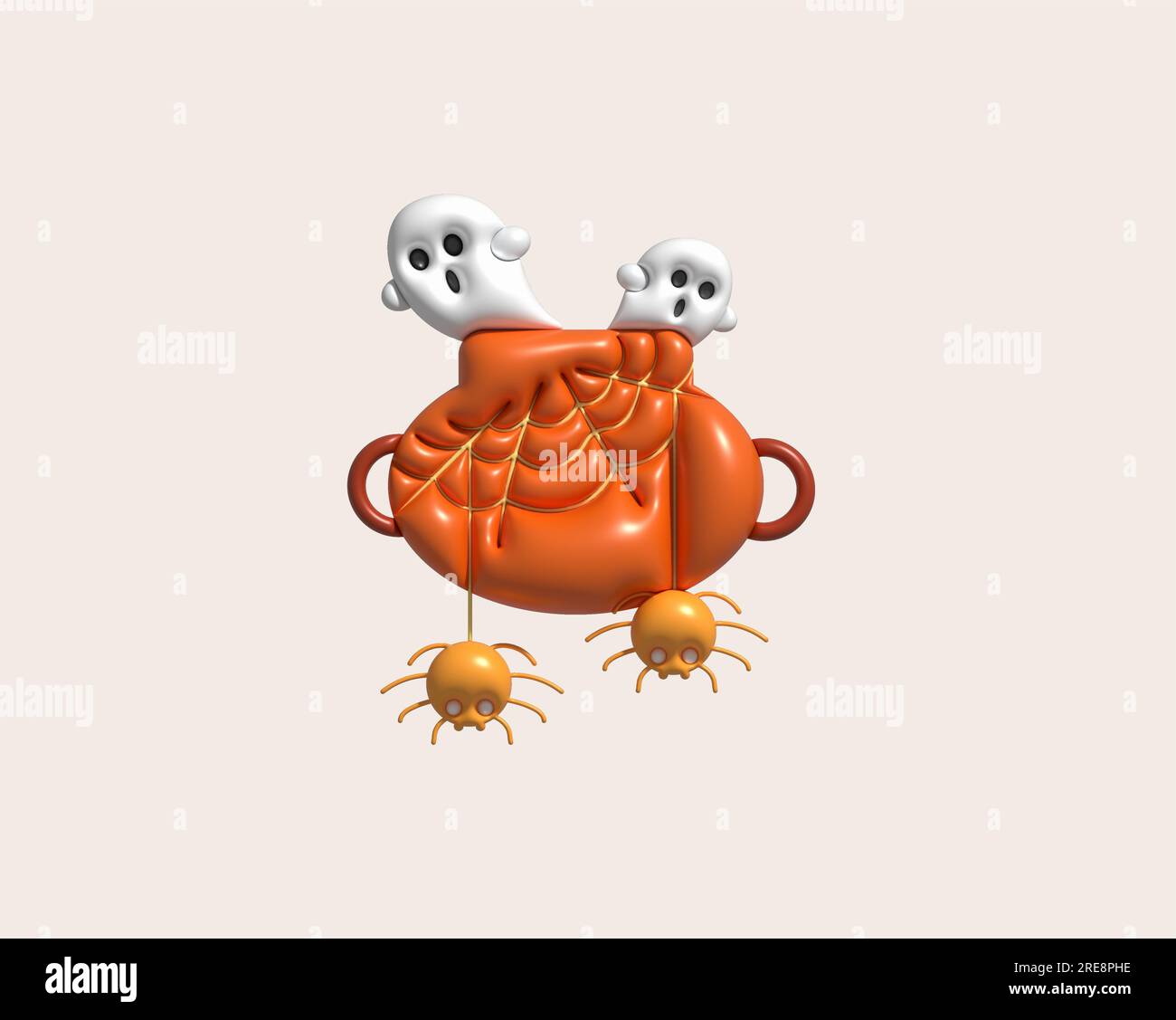 3D illustration. Witch cauldron With bubbles and cobwebs, cute little ...