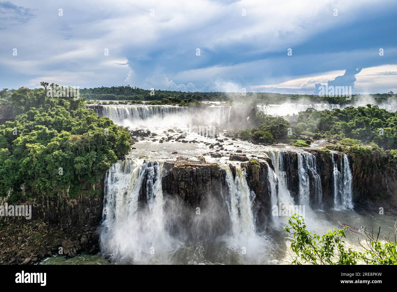 Iguazu Falls, the largest series of waterfalls of the world, located at ...