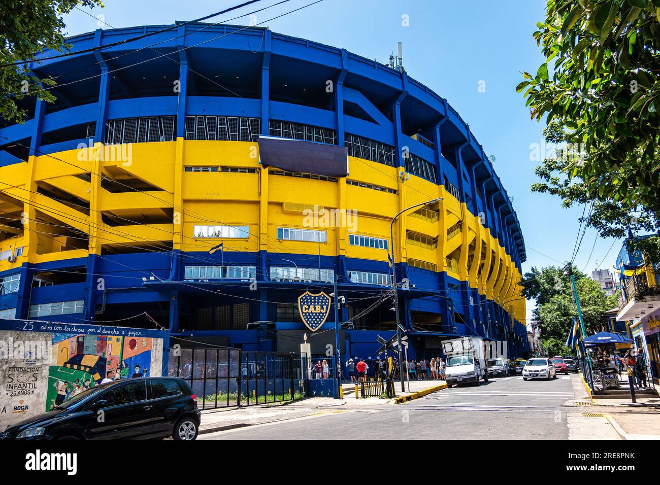 Exterior of La Bombonera soccer stadium, Boca Juniors in La Boca ...
